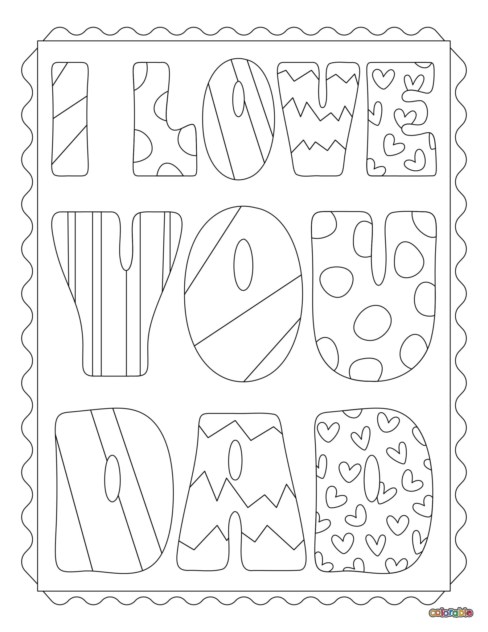 I Love You Dad Coloring Pages - 20 Free Pages | Colorable