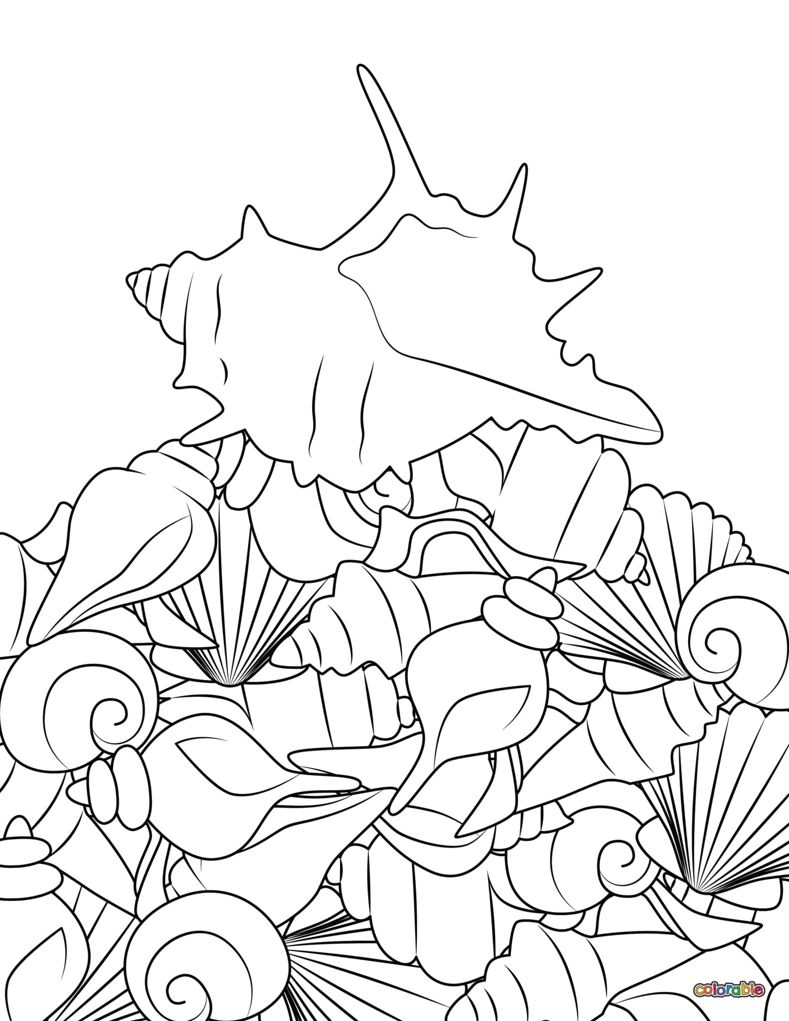 Seashell Coloring Pages - 25 Free Pages | Colorable