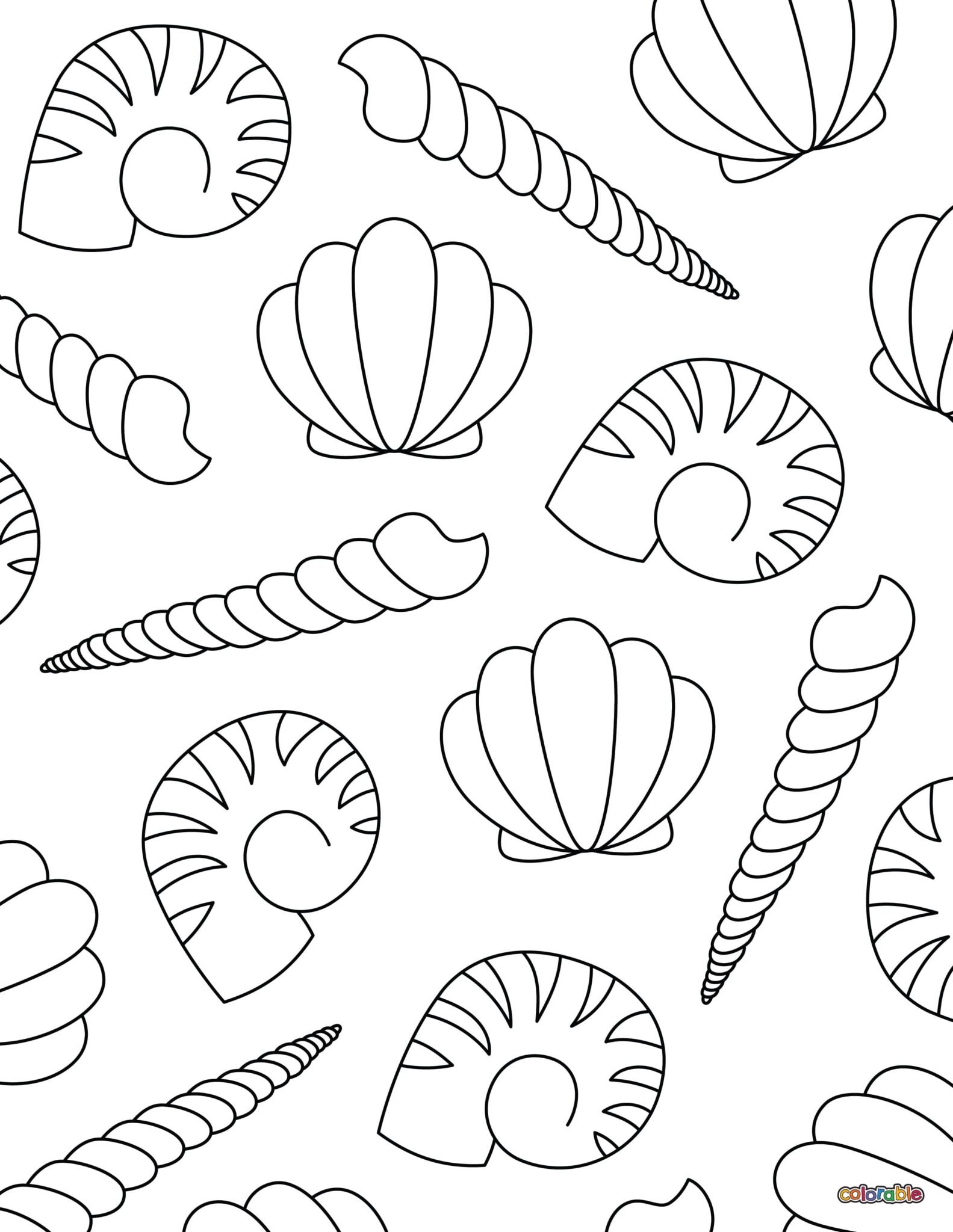 Seashell Coloring Pages - 25 Free Pages | Colorable