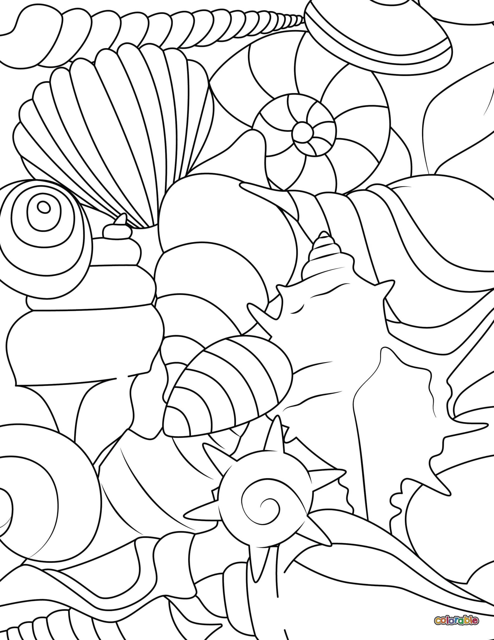 Seashell Coloring Pages - 25 Free Pages | Colorable