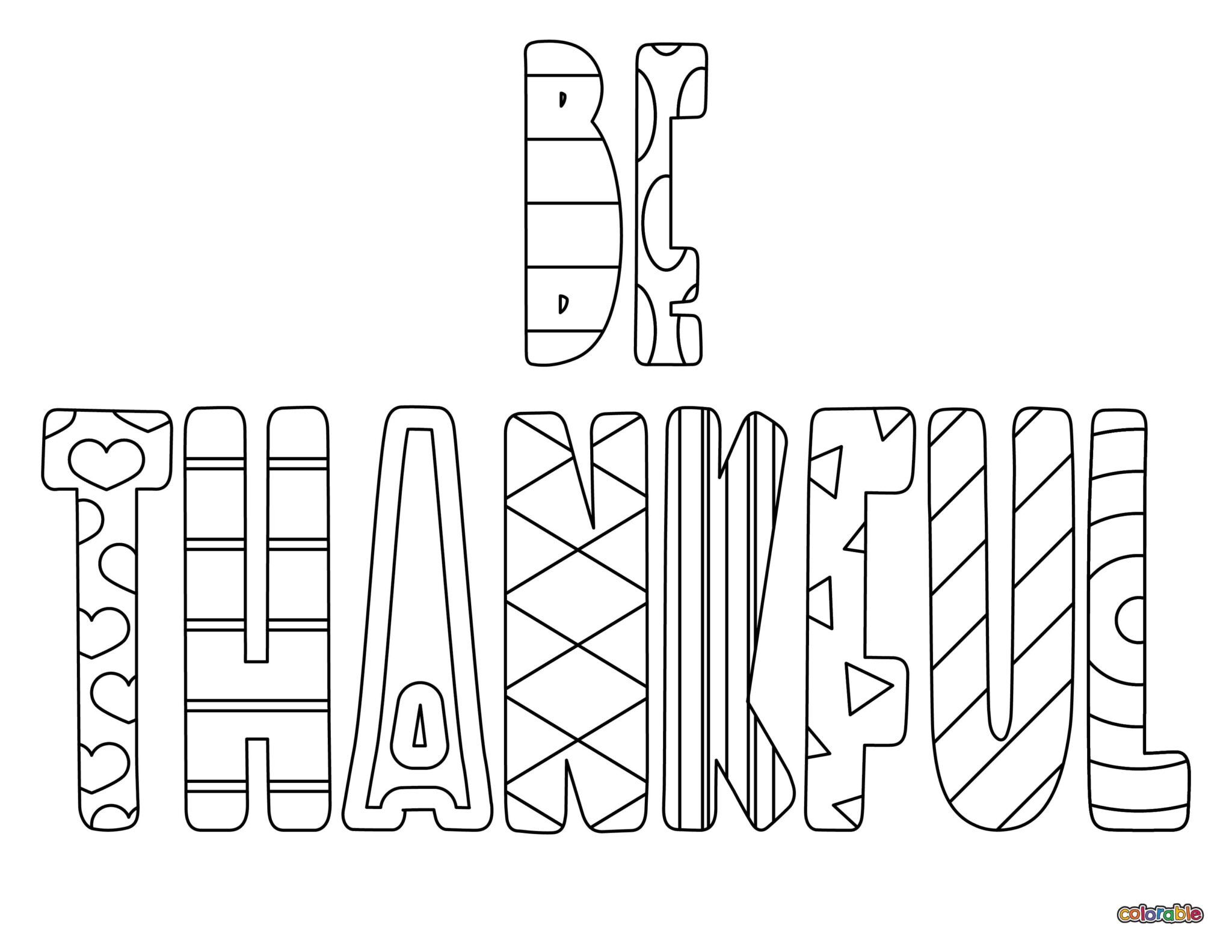 Be Thankful Coloring Pages - 30 Free Pages | Colorable