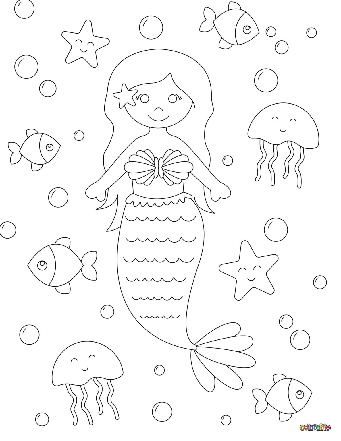 Mermaid Coloring Pages - 30 Free Pages | Colorable