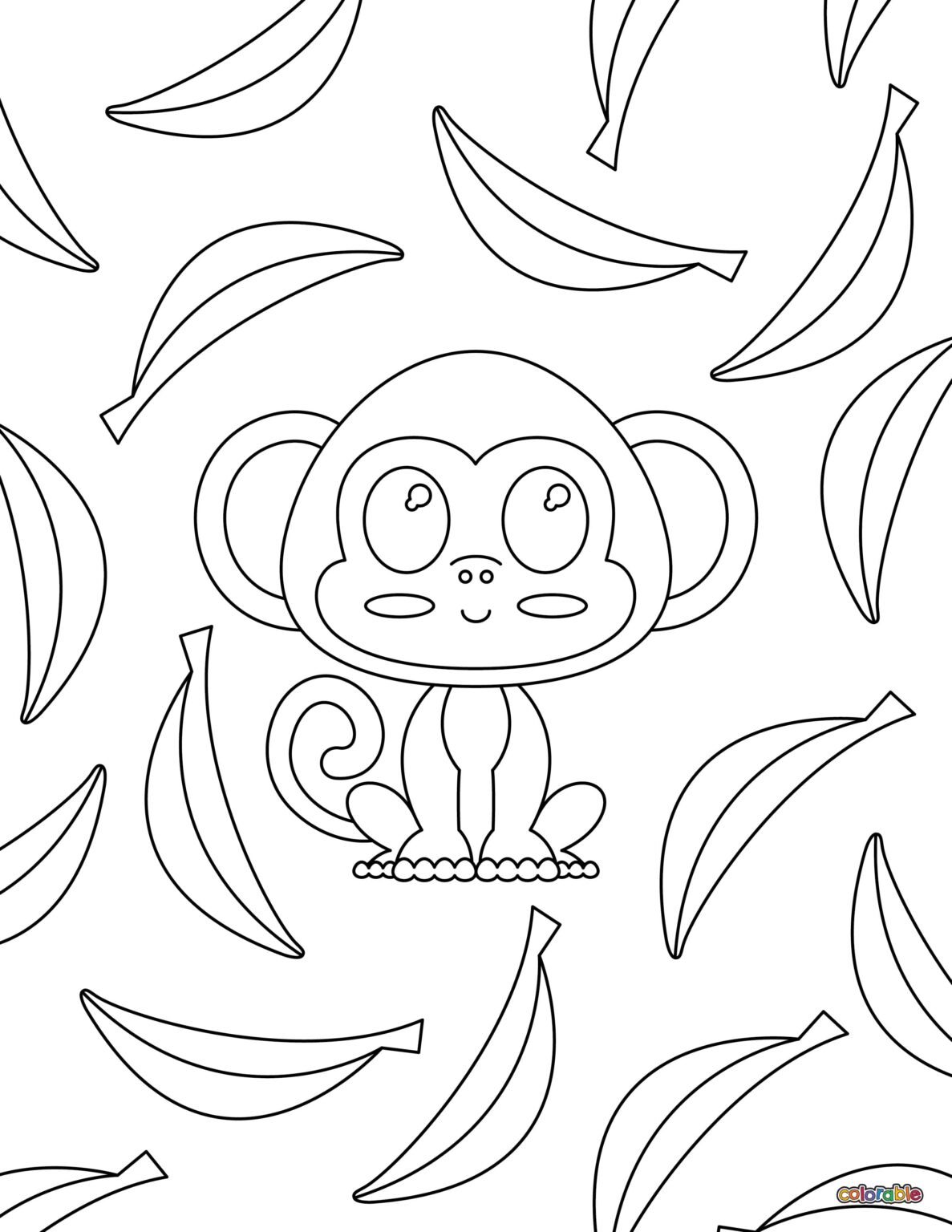 Monkey Coloring Pages - 30 Free Pages | Colorable
