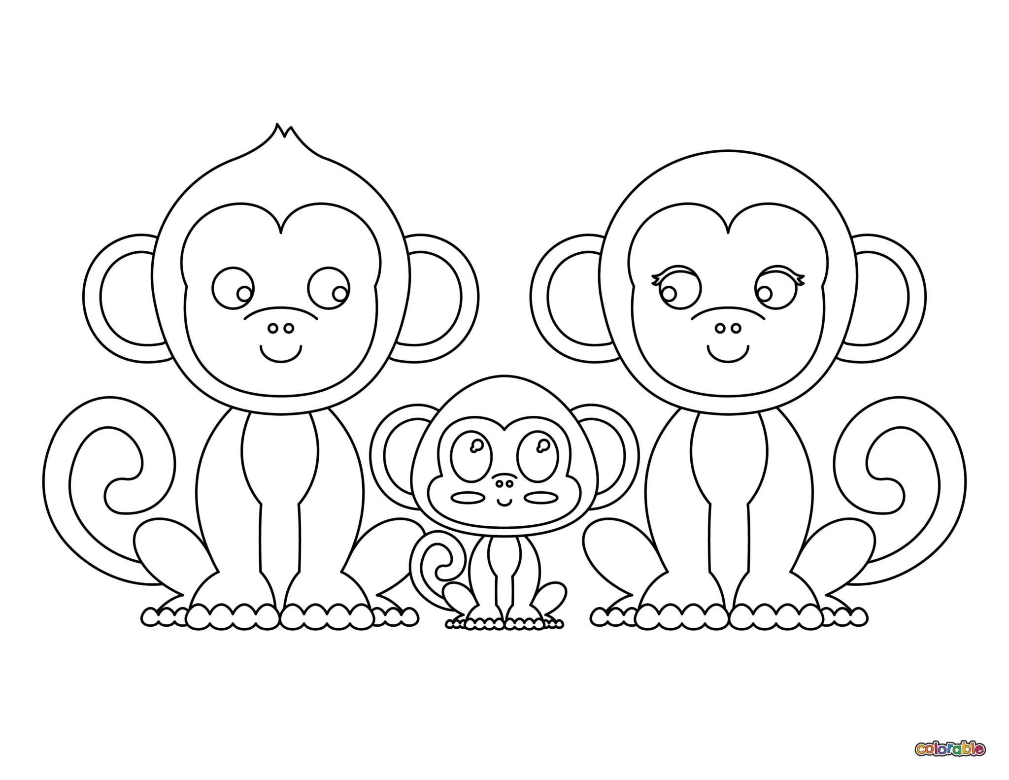 Monkey Coloring Pages - 30 Free Pages | Colorable