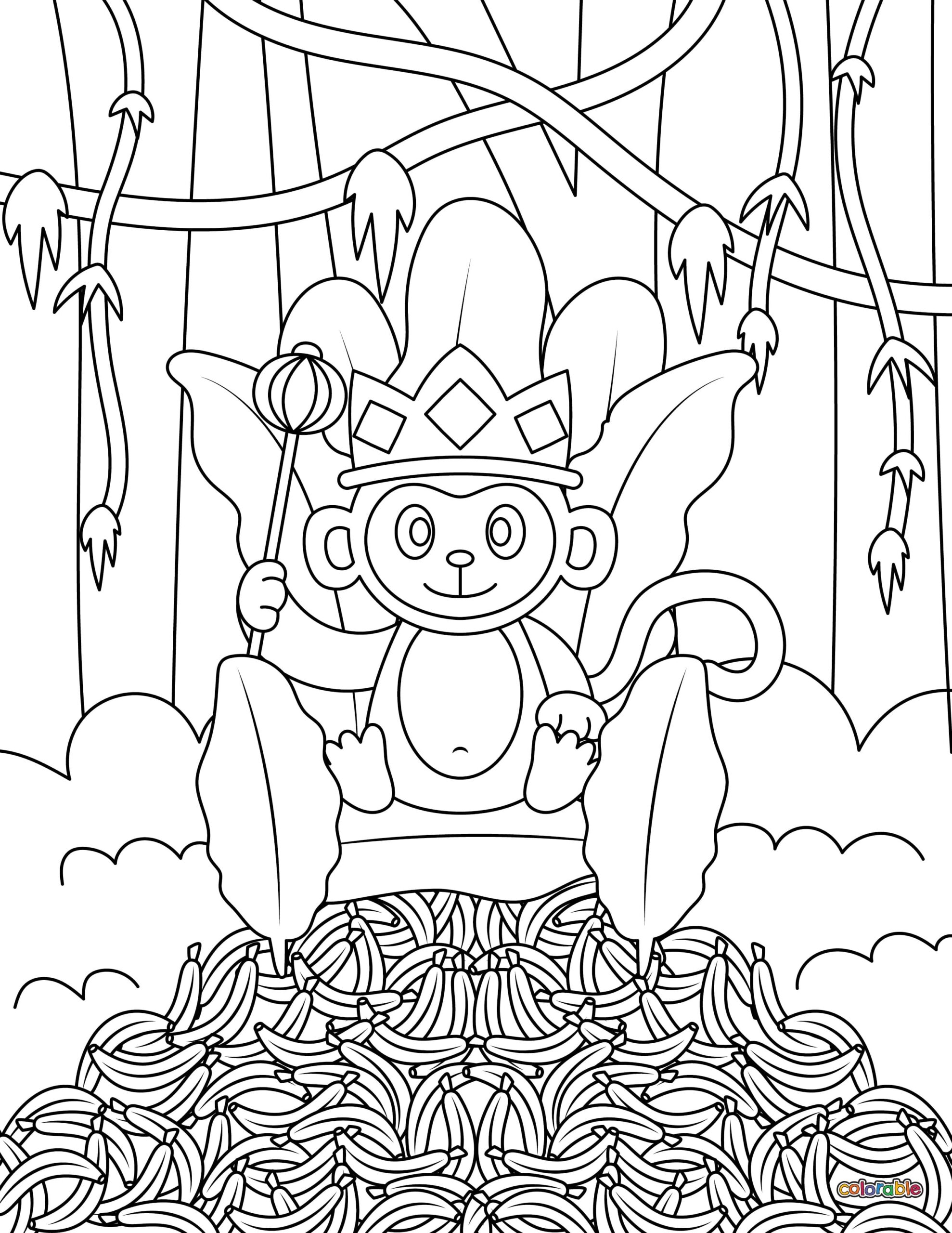Monkey Coloring Pages - 30 Free Pages | Colorable