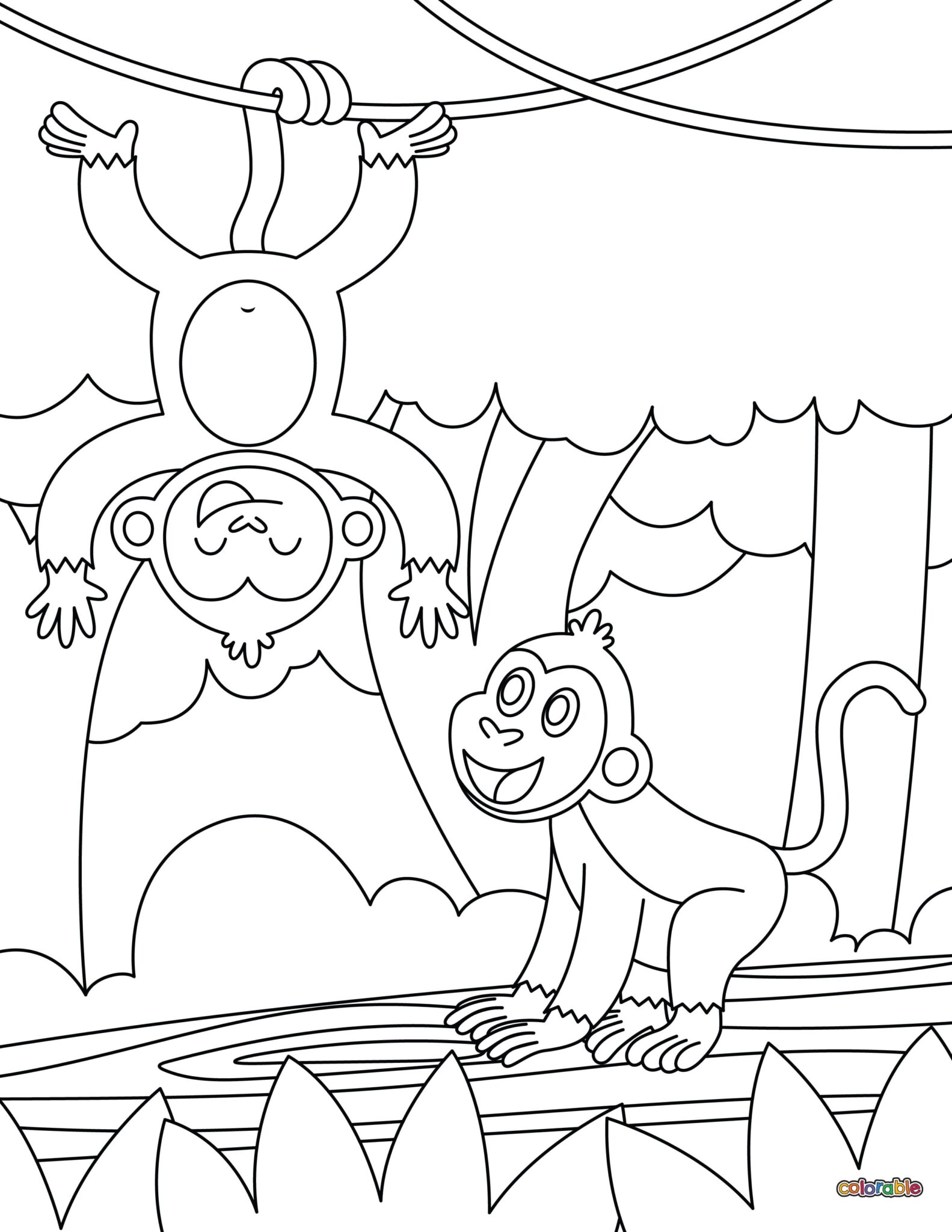 Monkey Coloring Pages - 30 Free Pages | Colorable