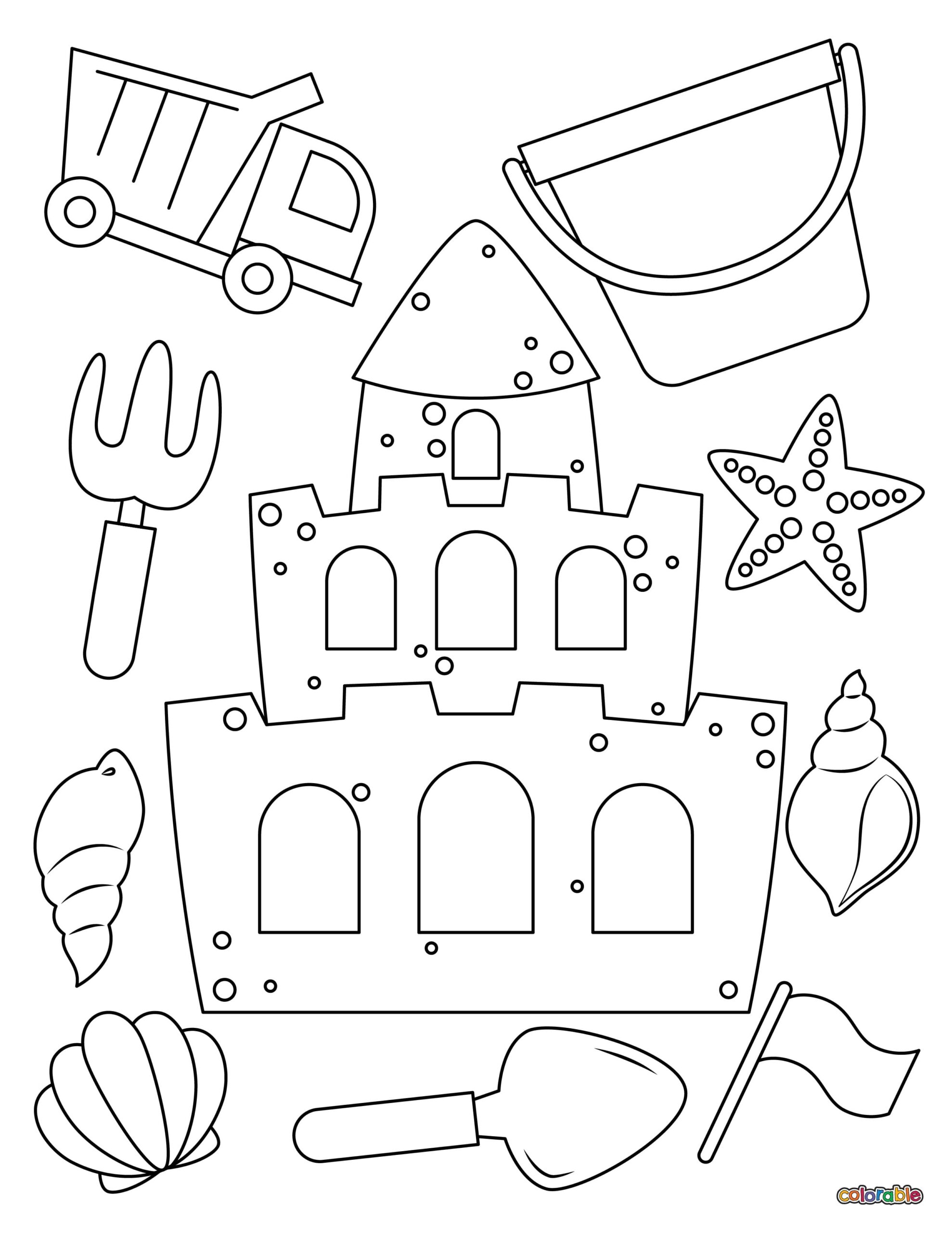 Sandcastle Coloring Pages - 15 Free Pages | Colorable