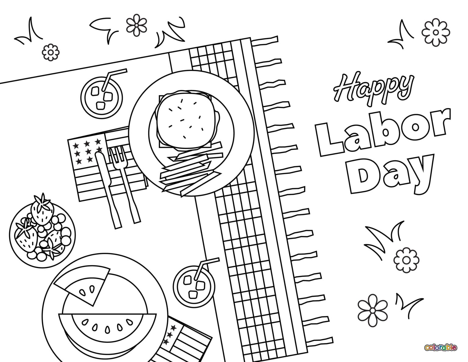 Labor Day Coloring Pages - 30 Free Pages | Colorable