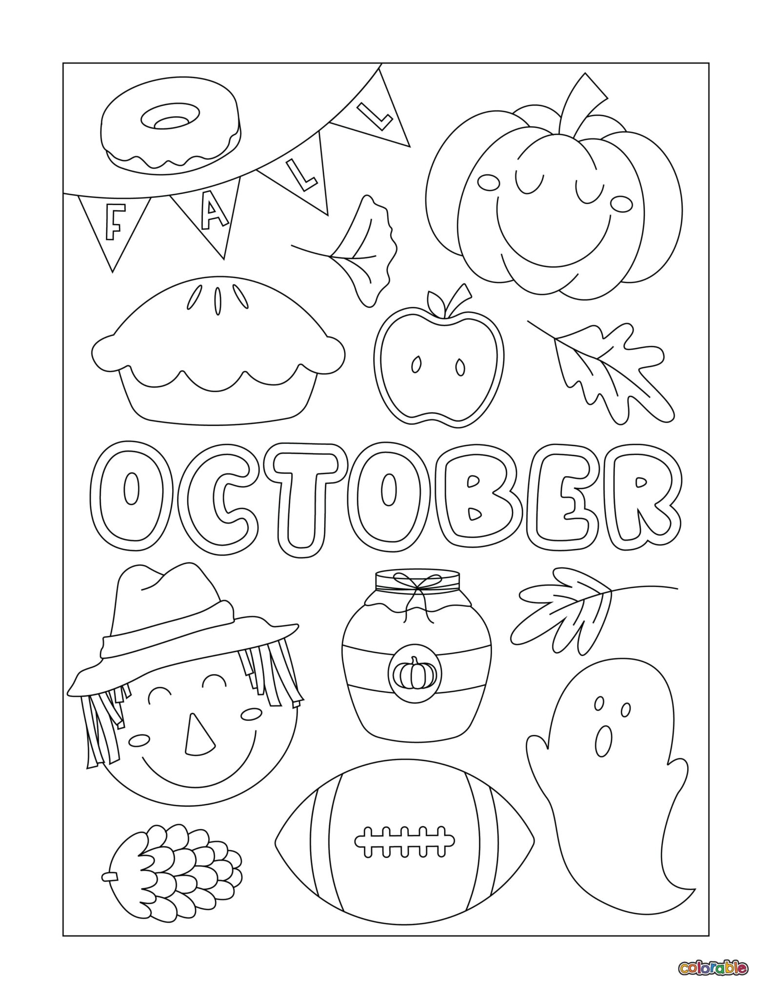 October Coloring Pages - 40 FREE Pages | Colorable