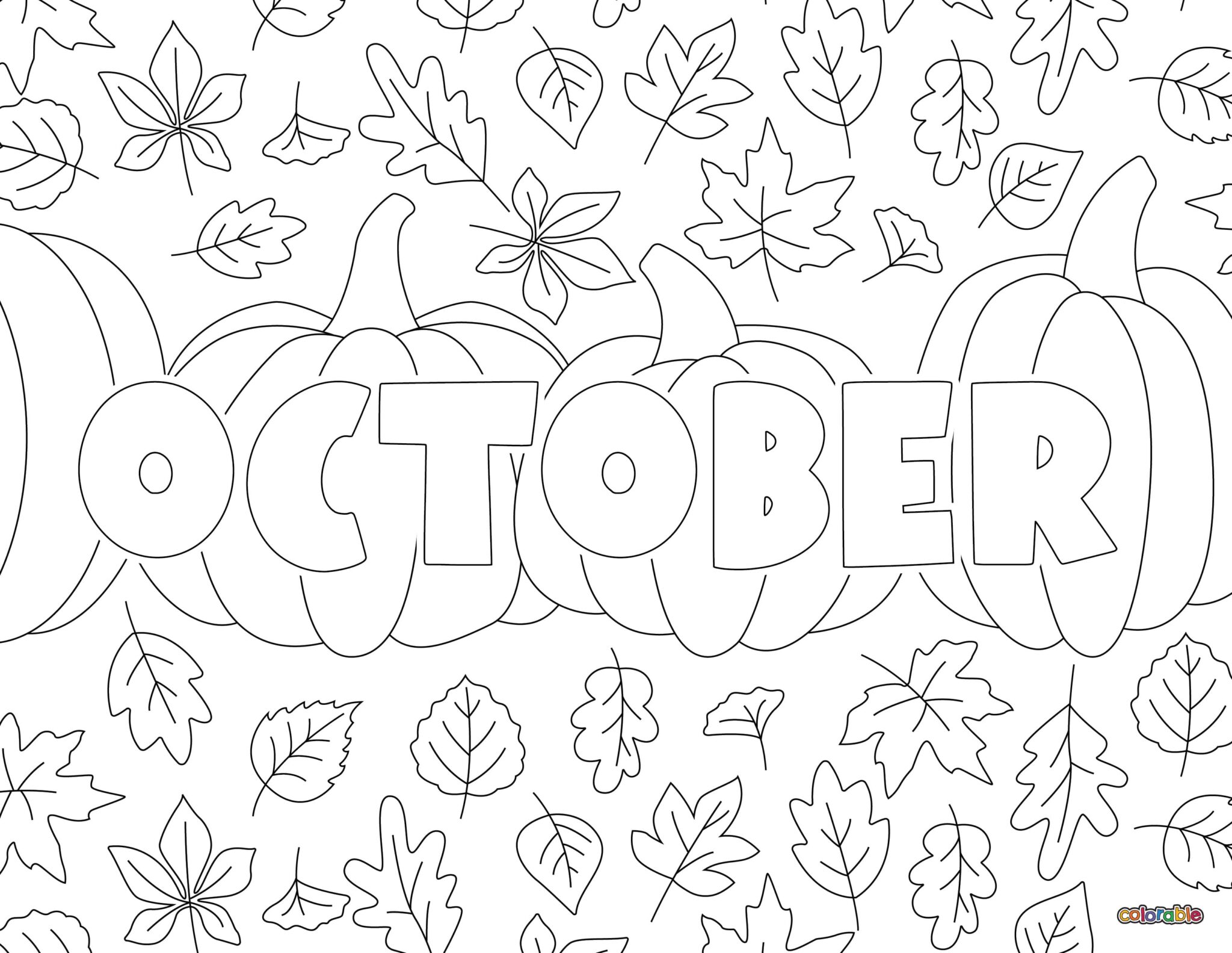 October Coloring Pages - 40 FREE Pages | Colorable