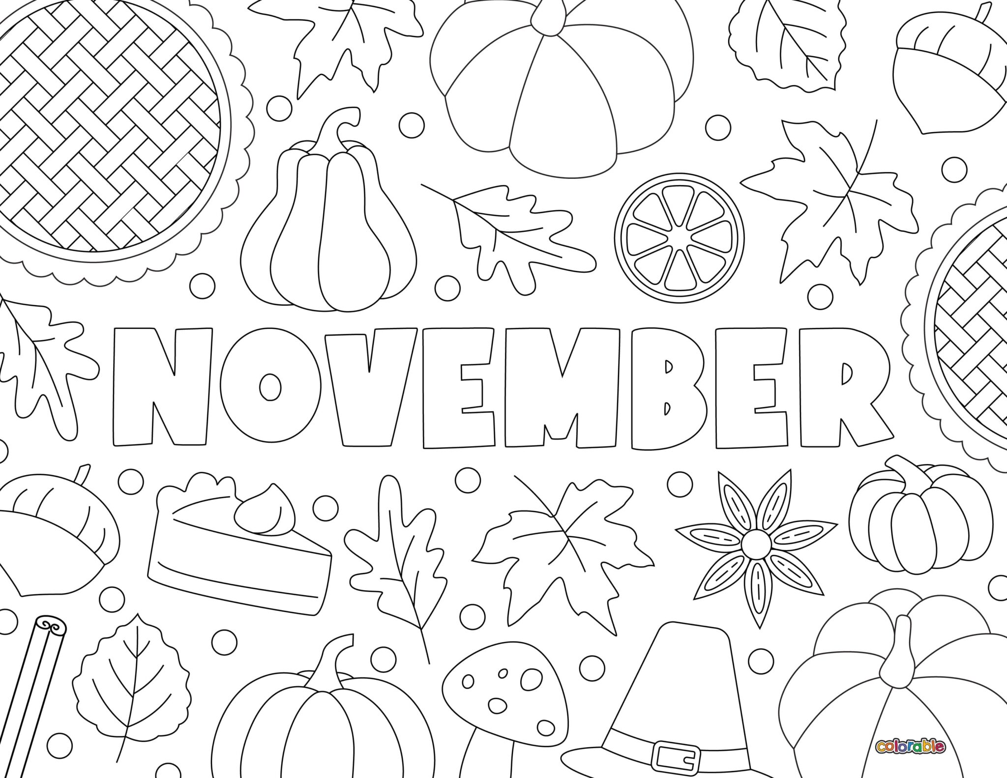 November Coloring Pages - 40 FREE Pages | Colorable