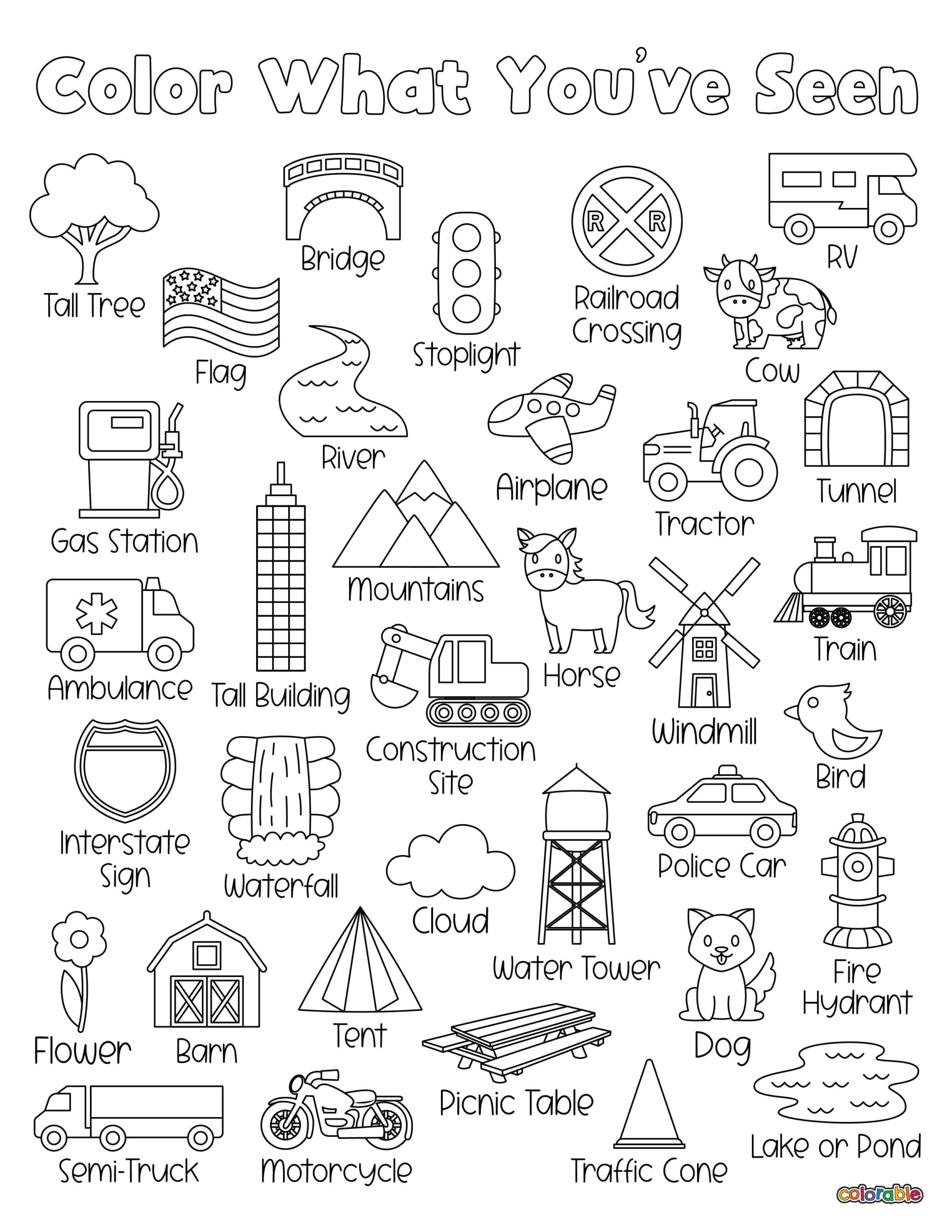 Road Trip Coloring Pages - 15 Free Pages | Colorable