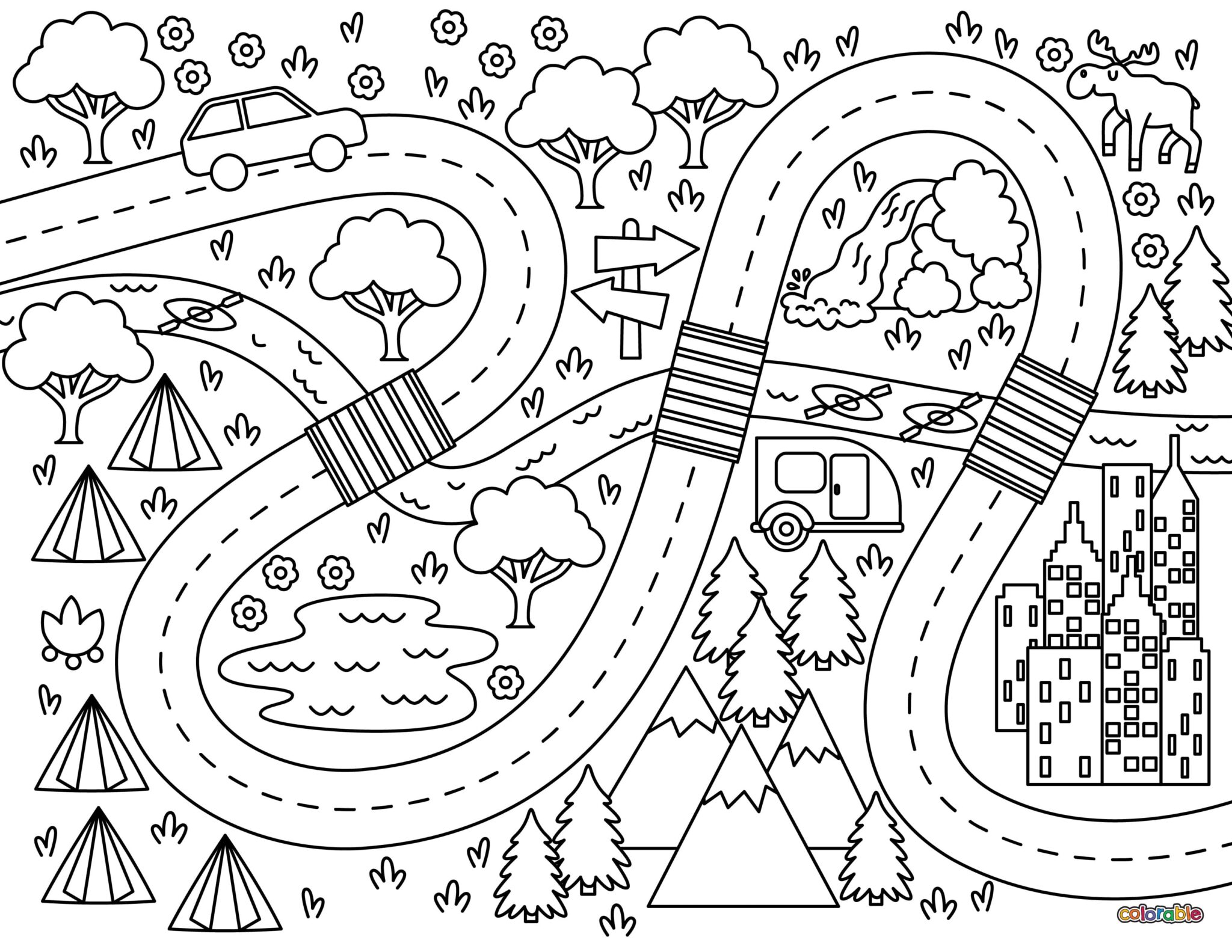 Road Trip Coloring Pages - 15 Free Pages | Colorable