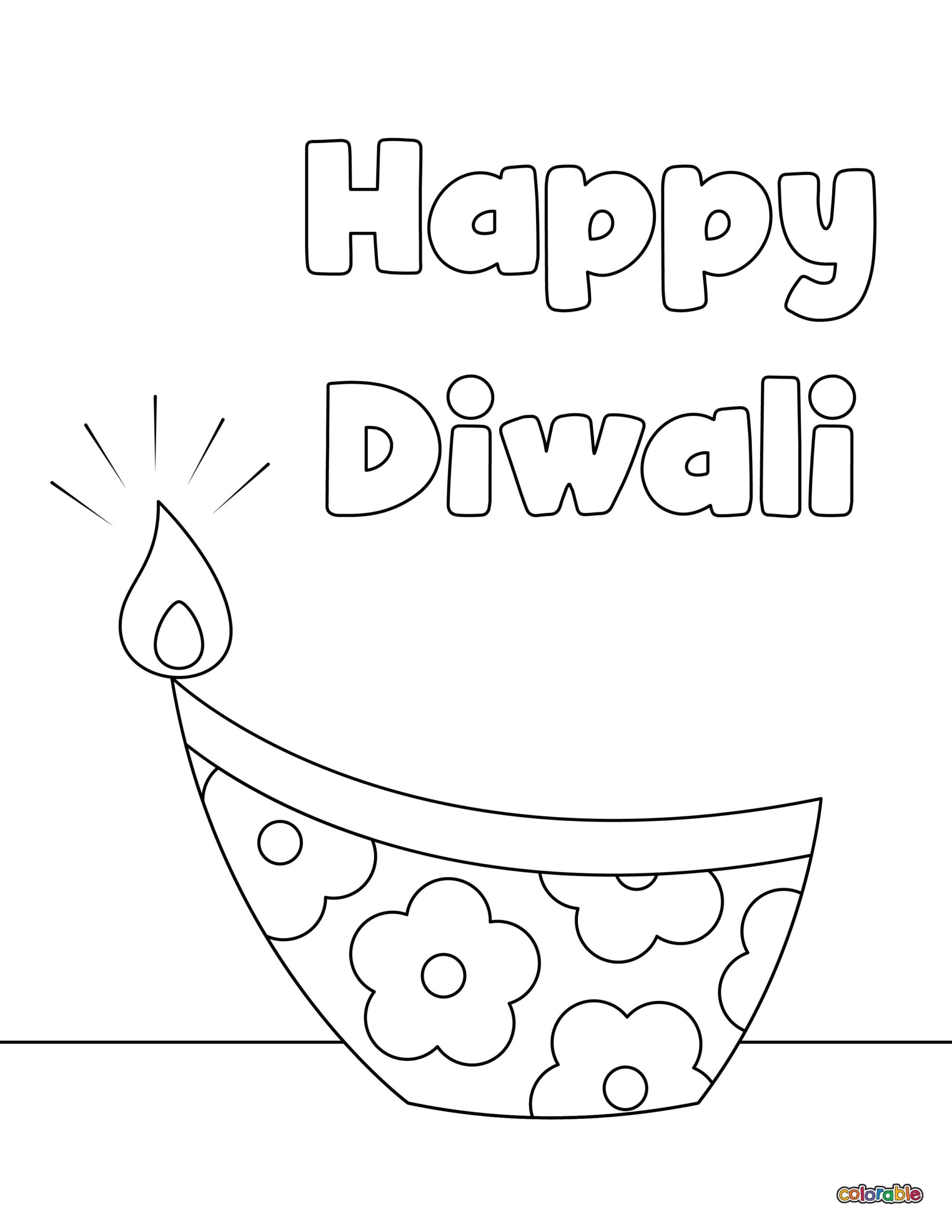 Diwali Coloring Pages - 25 Free Pages | Colorable
