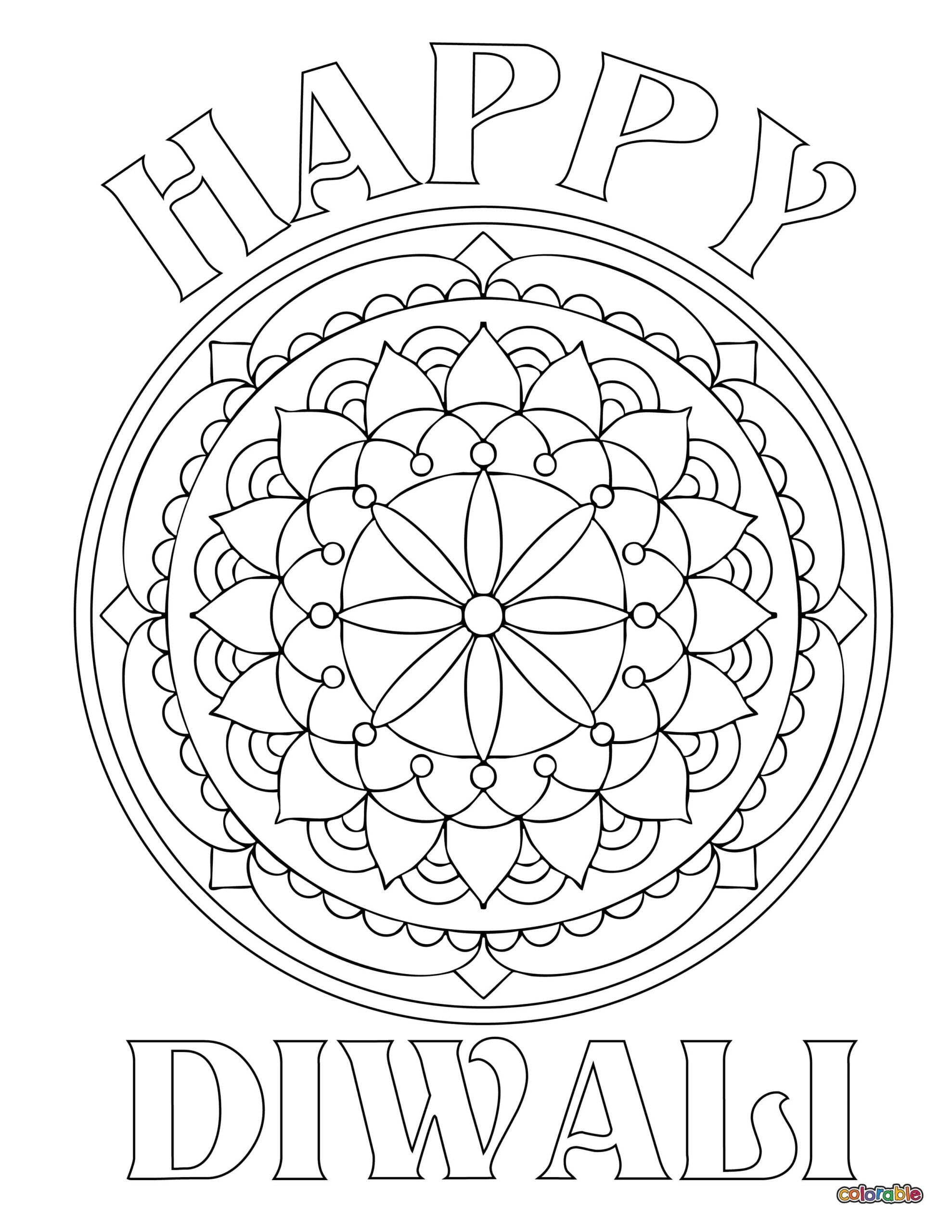 Diwali Coloring Pages - 25 Free Pages | Colorable