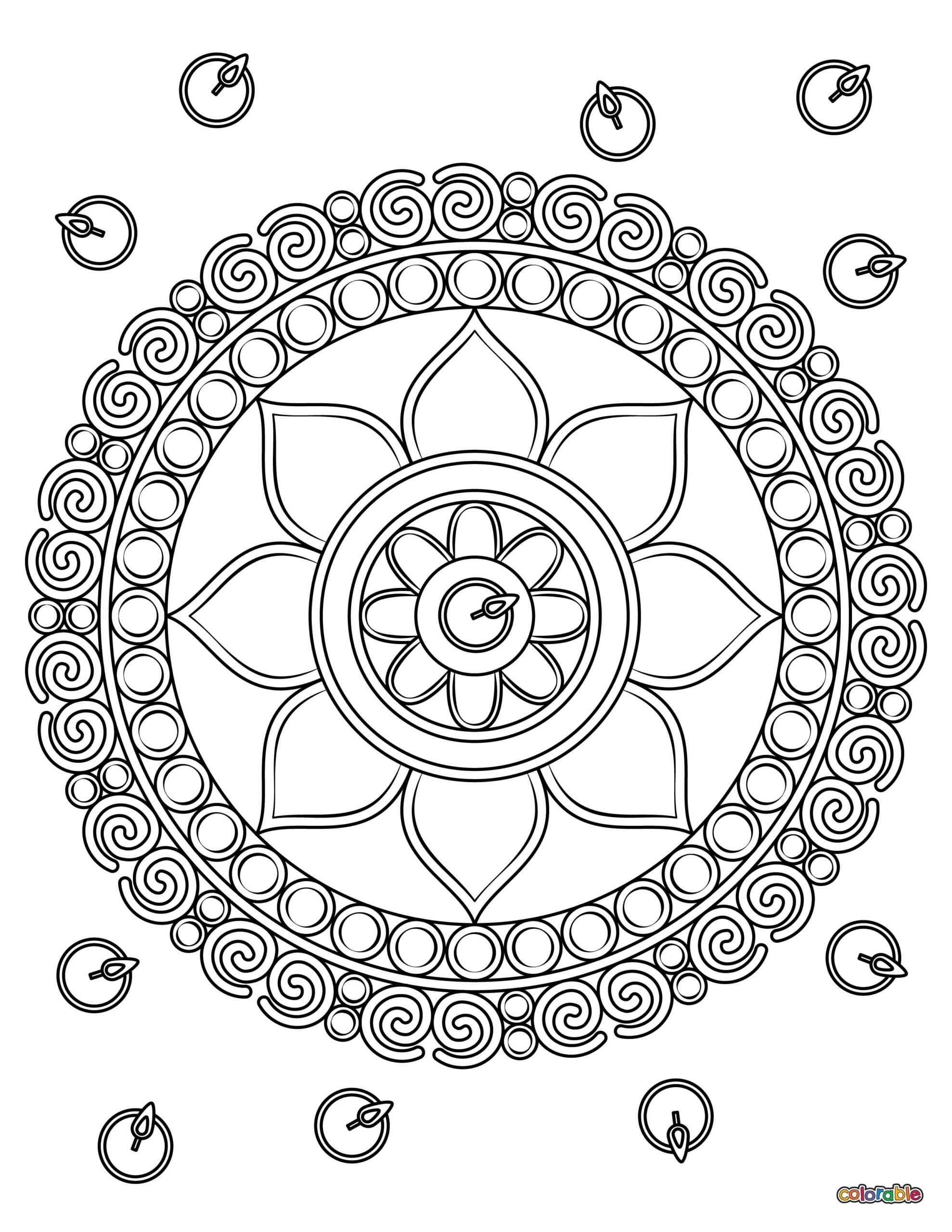 Diwali Coloring Pages - 25 Free Pages | Colorable